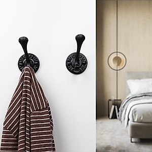 5pcs Black Coat Hooks Wall Mounted Coat Hooks Farmhouse Matte Black Wall Hooks with Screws Metal Matte Black Towel Hooks for Bathrooms Entryway Hooks for Hanging Coats, Keys, Hats, Scarves, Robe, Bags