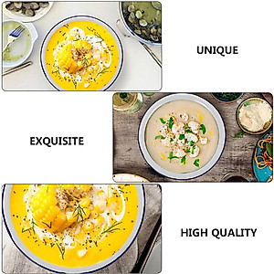 2pcs Enamel Bowl Vintage Style Enamelware Soup Bowl Round Cereal Bowl Salad Serving Bowl Soup Basins 14cm/5.5 inch