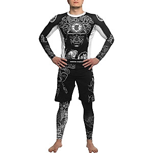 Hardcore Training Men's Rash Guard Compression Long Sleeve Jiu Jitsu, MMA No-Gi, Tight BJJ Grappling Base Layer Combat
