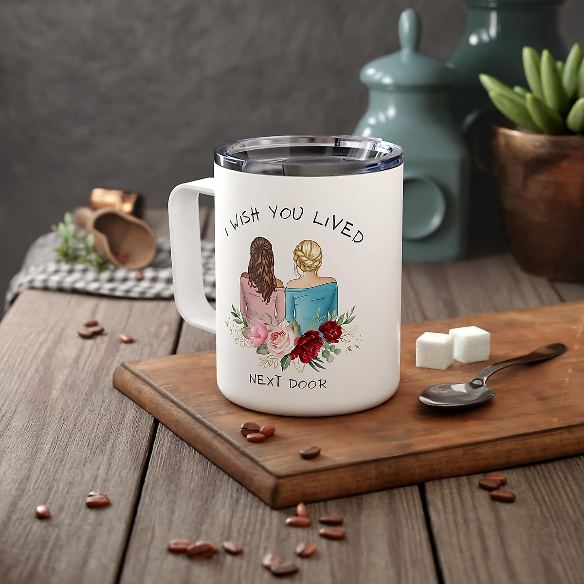 Personalized Best Friend Coffee Mug- I Wish You Lived Next Door, Custom Name Besties, BFF, Funny Long Distance Birthday Xmas, Friendship State to State