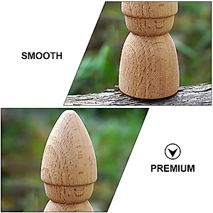 rosenice 6pcs Wooden Gnome Peg Doll Unfinished Wooden Peg People Figures Mini Peg Doll Bodies DIY Painting Puppets for Arts and Crafts Projects Role Play Game Beige