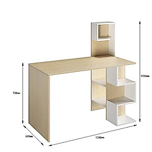 Modern Simplify Home Study Computer Desk with Bookshelf Board Khaki for Living Room Office Study Room