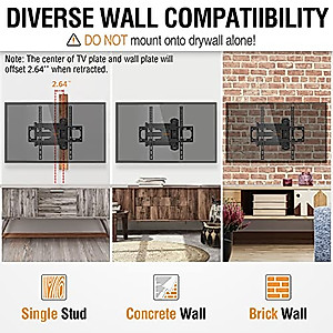 ELIVED Full Motion TV Wall Mount for Most 26-55 Inch Flat Curved TVs Up to 77 lbs, Swivel and Tilt TV Bracket with Articulating Arms, Perfect Center Single Stud Corner TV Mount, Max VESA 400x400mm