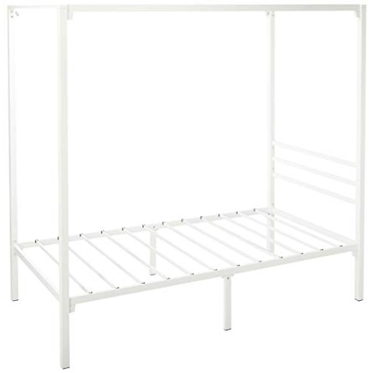 Zinus Patricia White Metal Canopy Platform Bed Frame, Twin & 6 Inch Foam and Spring Mattress/CertiPUR-US Certified Foams/Mattress-in-a-Box, Twin