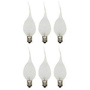 Creative Hobbies 6-Pack, Silicone Dipped Candle Light Bulbs, 7 Watt, Longer Life Country Style, Electric Candle Lamp Replacement Light Bulbs Individually Boxed