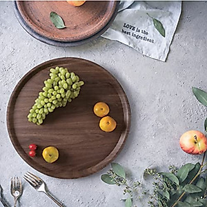 BEECORA Serving Tray Charcuterie Board -Round 15.5" Large Thin Food Platter w/Bonus Snack Tray for Party Host Entertaining Light Server Butter Board Kitchen Ottoman Tray Decor