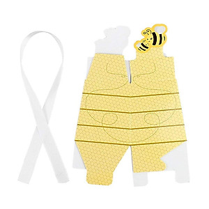 Cyblinia 30 Pack Paper Beehive Gift Boxes Bee Candy Boxes Party Favor Boxes Wedding Favor Candy Boxes with Ribbons for Party Decorations