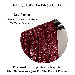 DUOBAO Sequin Backdrop Curtain 4FTx8FT Burgundy Sequins Photo Background Bridal Decoration Fabric Backdrops Glitter Wedding Party Backgrounds Drapes (4FTX8FT, Burgundy)