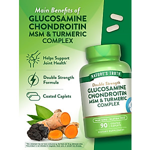 Nature's Truth Glucosamine Chondroitin MSM Complex | 90 Caplets | Double Strength Supplement | Non-GMO & Gluten Free