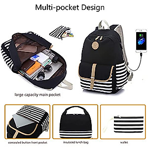 Lmeison Cow Print Backpack with Lunch Bag & Cute Backpack for Teen Girls with Lunch Bag