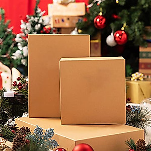 JOYIN 12 Pieces Brown Kraft Cardboard Boxes Gift Wrap for Christmas Holiday, Festive Xmas Wrapping Shirt and Lingerie Cupcake DIY Boxes