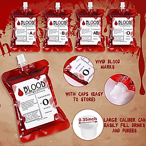 Liitrsh 60 Pcs IV Bags for Drinks Blood Bags for Drinks Halloween Party Decorations 8.5 oz Reusable Halloween Blood Bag Drink Pouches for Masquerade Zombie Nurse Graduation Party