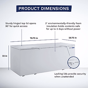 Kratos Refrigeration 69K-750HC Solid Top Chest Freezer, 23.6 Cu. Ft. Capacity