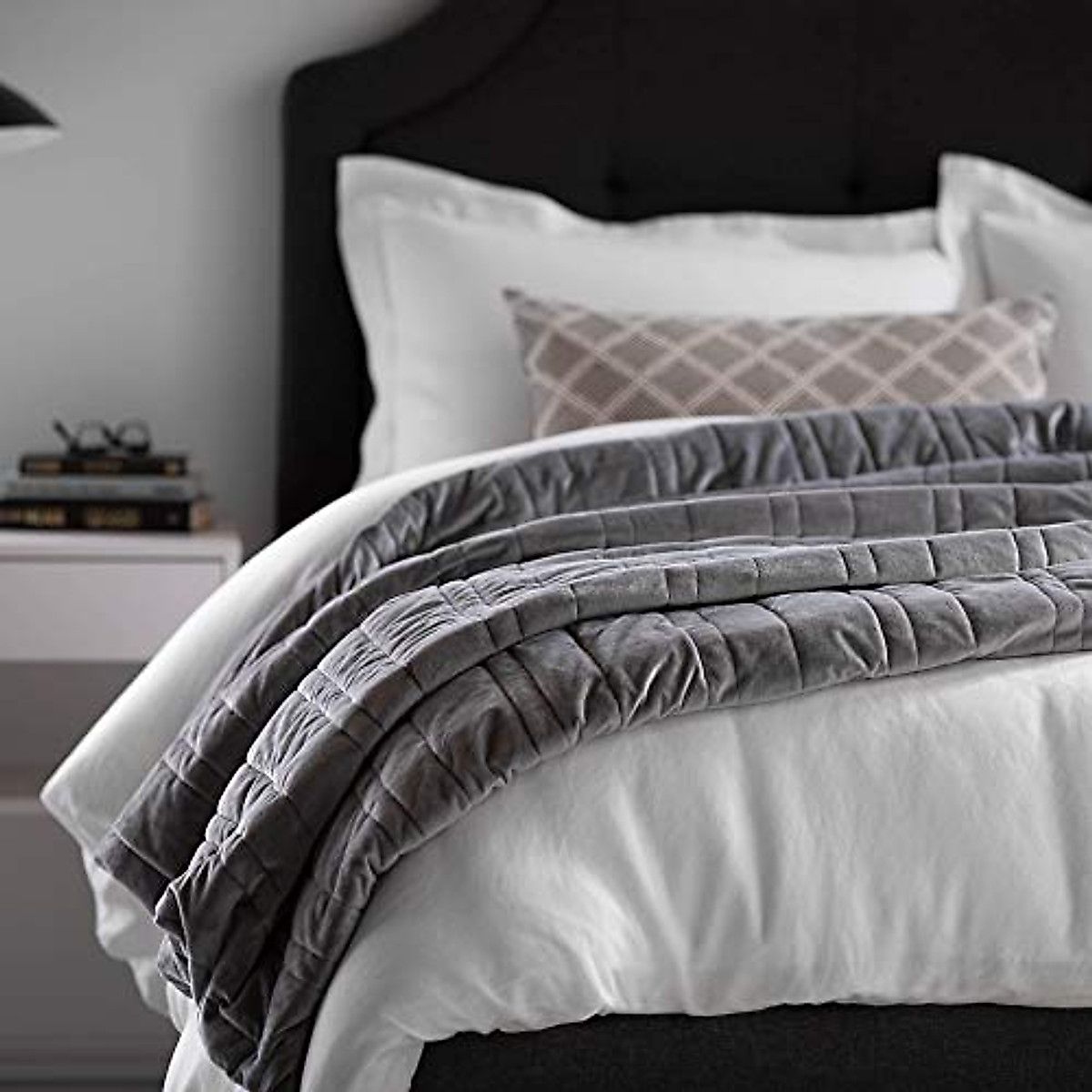 MALOUF Anchor Blanket Available in Three Weights and Two Sizes-Promotes Deep Sleep-Silky Soft Cover 48in x 72in, 48 in x 72 in | 20 lb, Ash