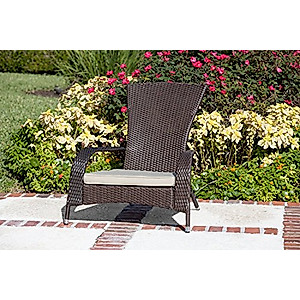 Patio Sense 61469 Coconino Wicker Lounge Chair All Weather Wicker Beige Cushion Armchair Lightweight Durable Adirondack Style Chair Beautiful Mocha Finish