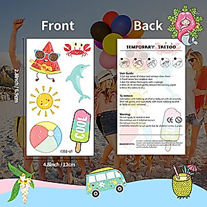 Glitter Summer Tattoos Temporary For Kids Hawaiian Luau Themed Tattoos Tropical Beach Waterproof Tattoos Stickers Pool Party Favors Decoration Supplies For Adults