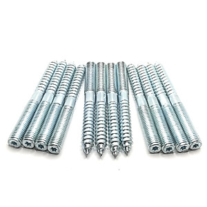 Haozheng Hanger Bolt M12x120 Silvery Double Headed Bolt Self-Tapping Screw with Hexagon for Furniture 12Pcs
