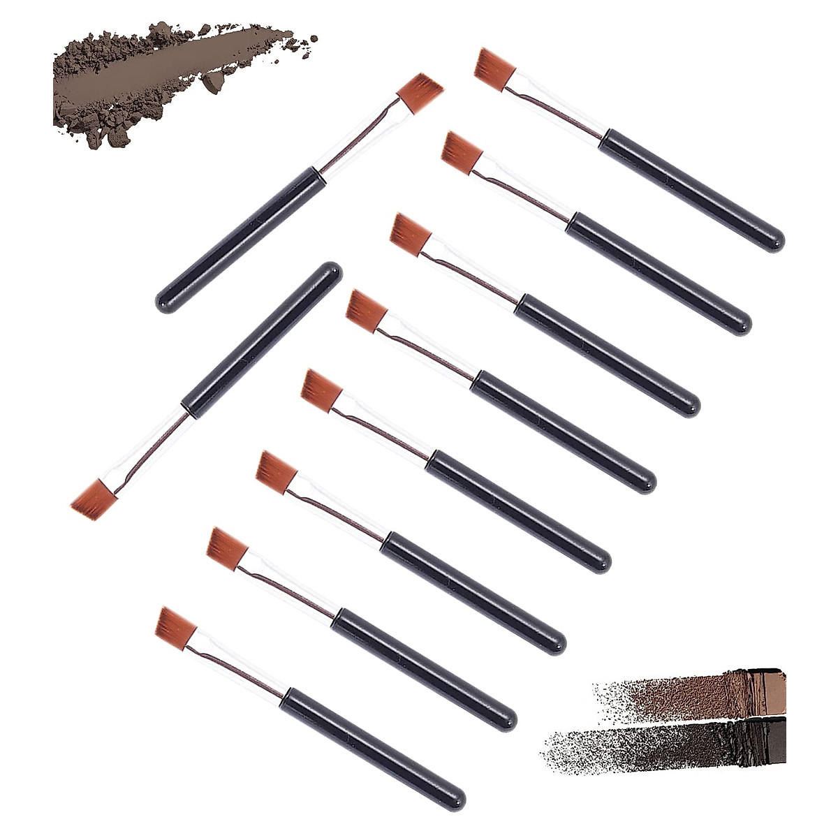 VOSAIDI 10pcs Eyebrow Brush Portable Premium Quality Angled Eye Brow Brush and Spoolie Mini Brush