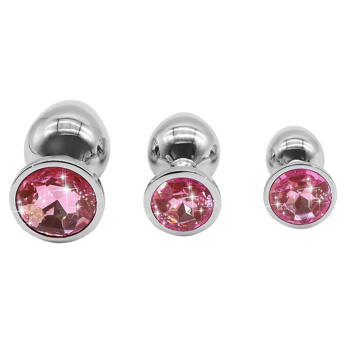 3 Sizes of Stainless Steel Universal Suction Cup Realistic Classic Dick Plug Double Headed (Pink) for Men and Women