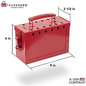 TRADESAFE Lockout Tagout Group Lock Box - Premium LOTO Group Box, 18 Gauge Steel Lockout Box, Red Lock Box for OSHA Compliant Group LOTO Procedures