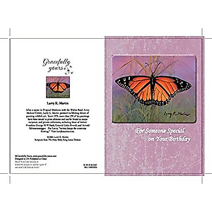 Gracefully Yours Blessed Birthday Greeting Cards Featuring Butterflies by Artist Larry Martin, 12, 4 Designs/3 Each with Scripture Message