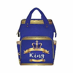 Personalized Diaper Bag Golden Crown with Sapphire Multi-Function Bags Large Diaper Backpack Customized Bag