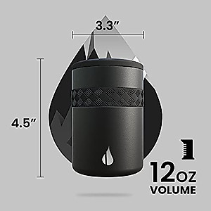 Elemental Stainless Steel Can Cooler, Triple Wall Insulated Beverage Insulator - Drink Sleeve for 12oz Regular Cans - Black