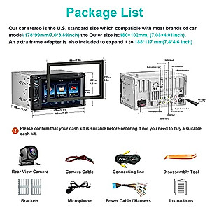 Double Din Car Stereo Radio with CD/DVD Player, Backup Camera, Bluetooth 5.2, CarPlay Android Auto Voice Control, 7inch Touchscreen Head Unite with AM FM Radio, Mirror Link, DSP, SWC, A/V Input