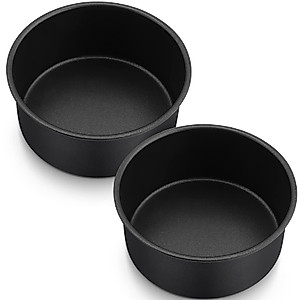 TeamFar Cake Pan, 6’’ x 2.75’’ Coated Birthday Wedding Cake Pan Round Baking Pans, with Stainless Steel Core & Non-stick Coating, Toxic Free, Oven Safe & Anti-melt, Deep Straight Side – Set of 2