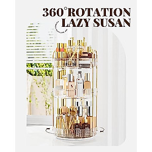 Devokimi Bathroom Organizer Countertop, Rotating Makeup Organizer for Vanity, 3 Tier Under Sink Organizer, Vanity Tray Shelf for Cosmetic, Skin Care, Perfume (Clear)