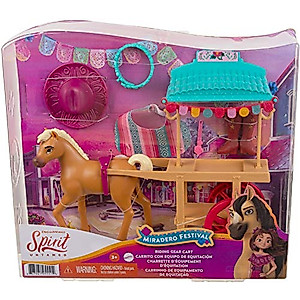 Mattel Spirit Untamed Miradero Riding Gear Cart with Rolling Wheels, Canopy, 5-in Pony & Related Accessories, Great Gift for Ages 3 & Up