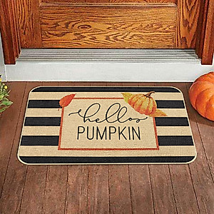 Erweicet Fall Hello Pumpkin Maple Mat Autumn Pumpkin Maple Doormat Thanksgiving Front Door Fall Blanket Fall Outdoor Non Slip Mat Autumn Harvest for Indoor Outdoor Mat