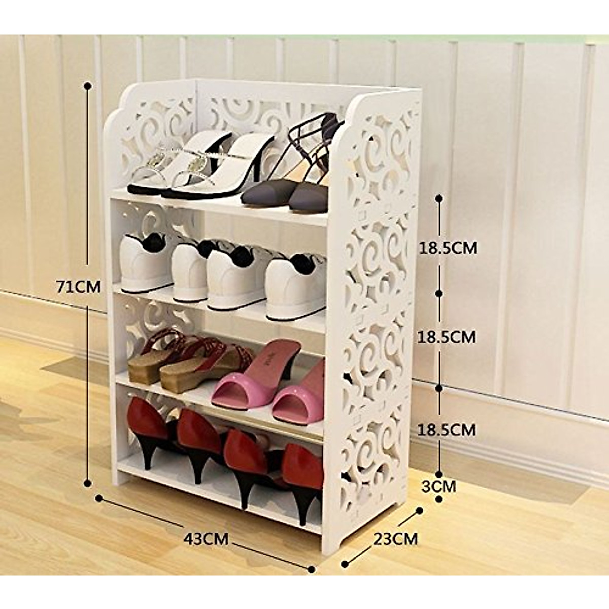 Jerry & Maggie - 4 tier WPC Shoe Rack / Shoe Storage Stackable Shelves Free Standing Shoe Racks - White