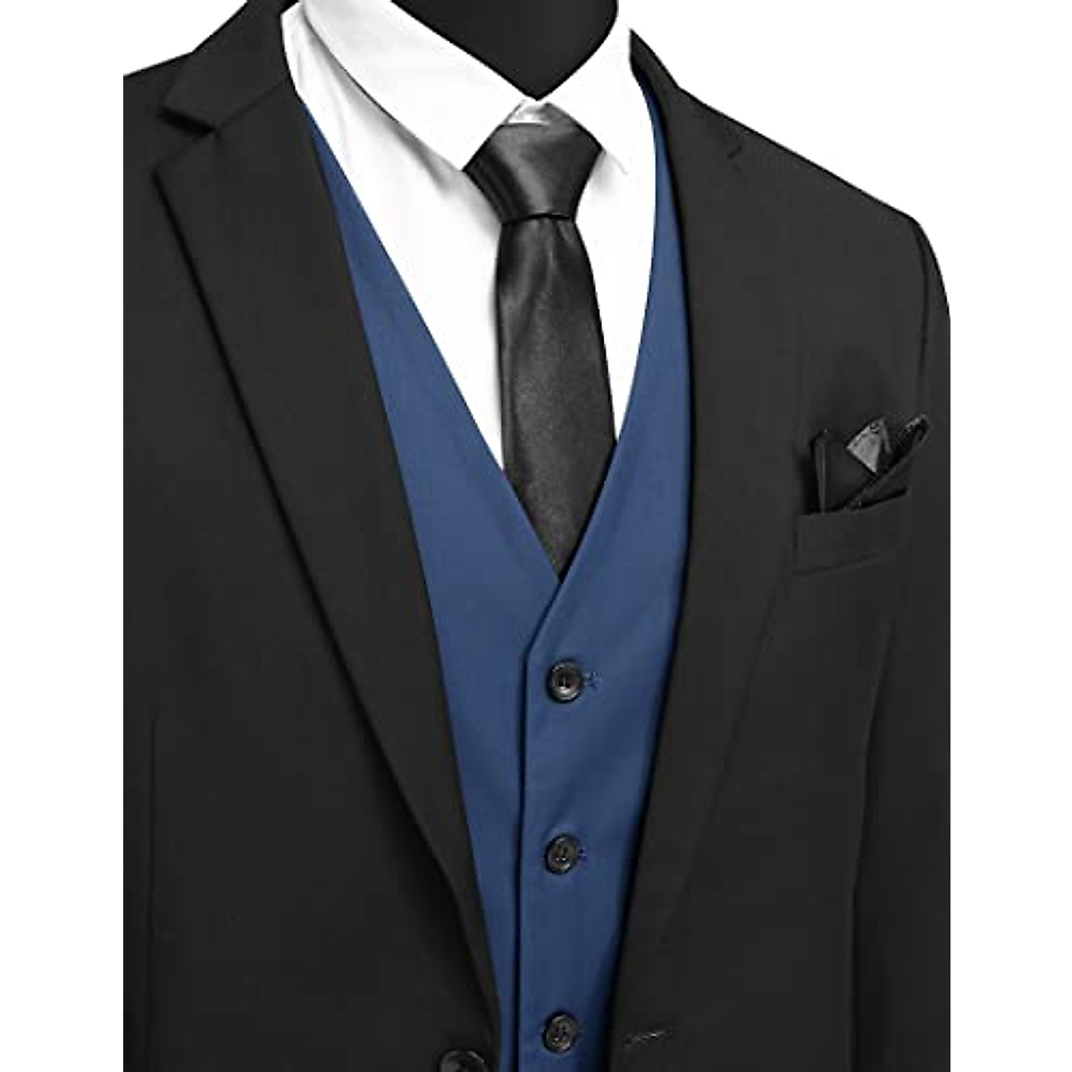COOFANDY Mens 3 Piece Vest Set Casual Business Waistcoat Suit with Tie Hankie