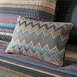 Madison Park Daybed Cover Double Sided Quilting Casual Design All Season Bedding Set with Bedskirt, Matching Shams, Decorative Pillow, 75 in x 39 in, Yosemite, Purple Teal