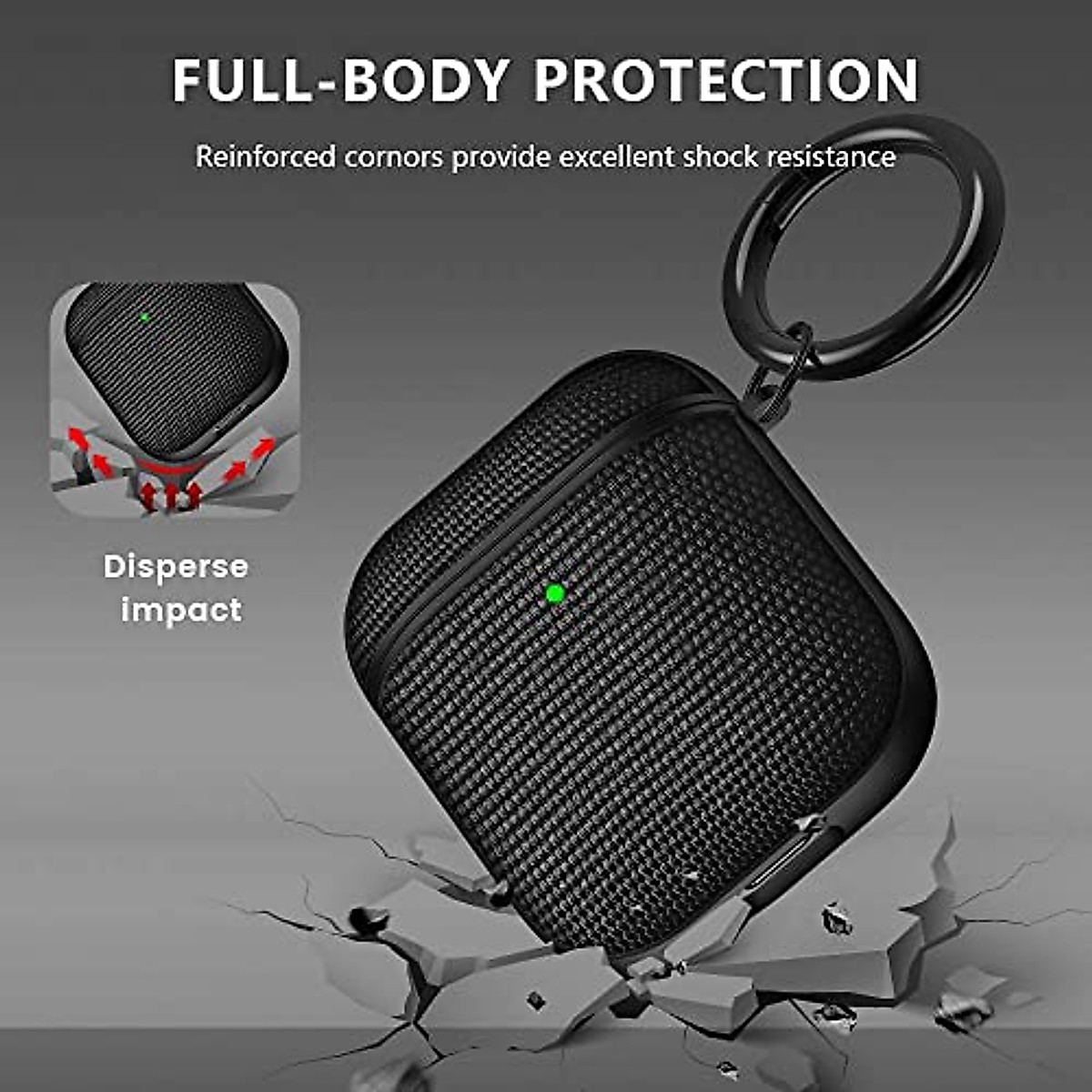 Valkit for Apple Airpods 2nd Generation Case with Lanyard, Premium Knit Fabric and PC Lining Scratch Resistant Drop Proof Protective Cover for Women Girl Airpods 2 & 1 Charging Case - Black