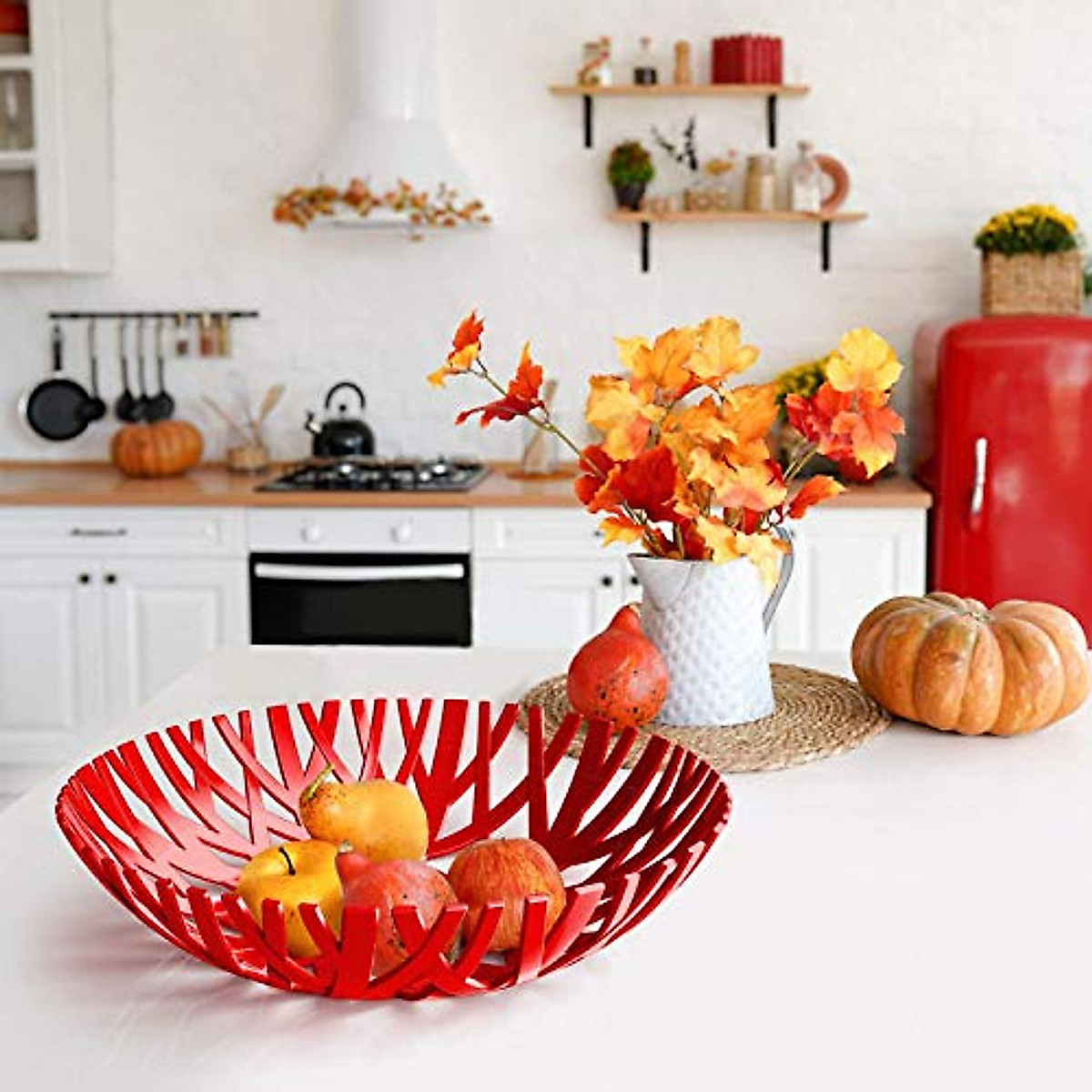 Mueller Fruit Basket, European Fruit Bowl, Fruit and Vegetables Holder for Counters, Kitchen, Countertop, Home Decor, High-end Look, Red