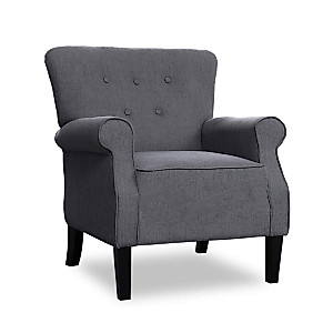 PatioFestival Accent Chair Mid Century Upholstered Roy Arm Single Sofa Modern Comfy Furniture Sofa for Living Room,Club,Office,Bedroom (Large, Deep Grey)