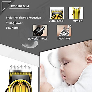 Kemei Hair Clippers for Men Professional, Hair Trimmers Grooming Kit Clippers with 5H Running Time LCD Display Rechargeable Hair Trimmer Beard Trimmer Haircut Set for Home Use & Barbers, Gold