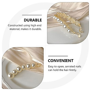 Generic Pearl Hair Clip Banana Hair Clips Ponytail Holder Thick Fine Hair Clip French Barrettes Jaw Clips for Women and Girls White