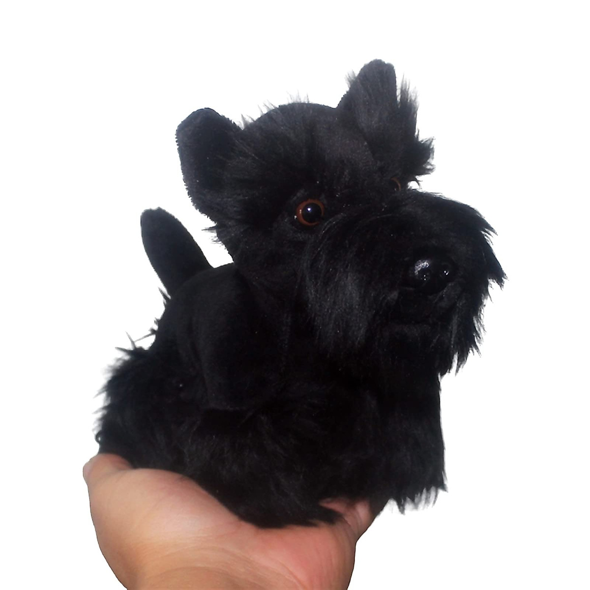 SYUSAMA 7Inches Lifelike Black Schnauzer Plush Toy Soft Stuffed Animal Cute Aberdeen Terrier Plushie Cute Pillow Doll Home Decor…