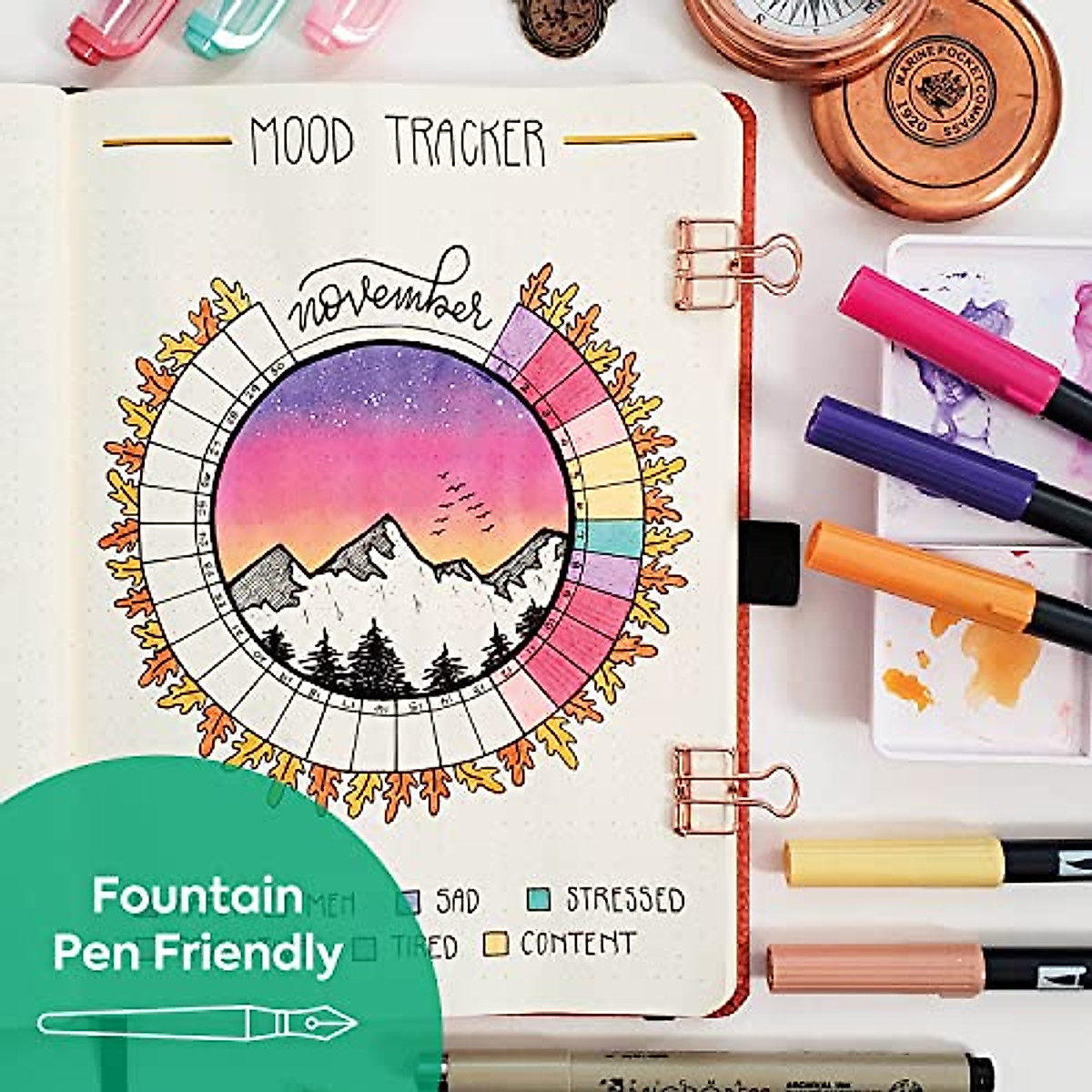 Dingbats A6+ Wildlife Notebook Journal Hardcover, Cream 100gsm Ink-Proof Paper, 6.1 x 4.3 inches, 192 pages (Green Deer, Dotted)