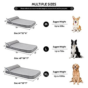 Bnonya Orthopedic Dog Bed, Dog Beds for Large Dogs Bolster Pet Bed, Washable Dog Bed with Pillow and Anti-Slip Bottom