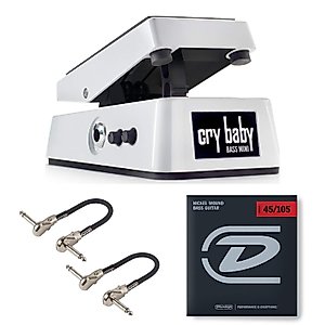 Dunlop CBM105Q Cry Baby Mini Bass Wah Pedal Bundle with 2 MXR Patch Cables and Dunlop Nickel Wound Bass Strings (Medium .045–.105)