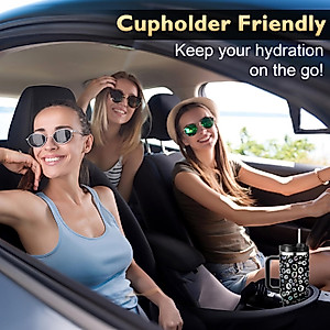 Ochapa 40 oz Tumbler with Handle Leopard Straw Lid Insulated Stainless Steel Vacuum Reusable Cup Holder Friendly Keep Drinks Cold Gifts for Women Lover Car Gym Travel, Black Cheetah