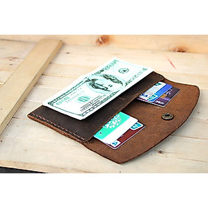 Handmade High Quality Retro Leather Multi-function Envelope Mobile Phone Card Holder Wallet