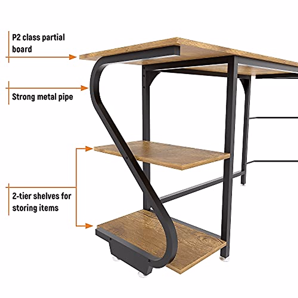 Weehom Reversible L Shaped Desk with Shelves Large Corner Computer Desk Gaming Desks for Home Office Writing Workstation Wooden Table