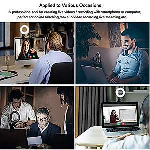 SALTOUSA Video Conference Lighting Kit,6.3 inch Selfie Ring Light,Video Conferencing,Remote Working,Zoom Call Lighting,Self Broadcasting and Live Streaming,YouTube Video,TikTok,Black-A