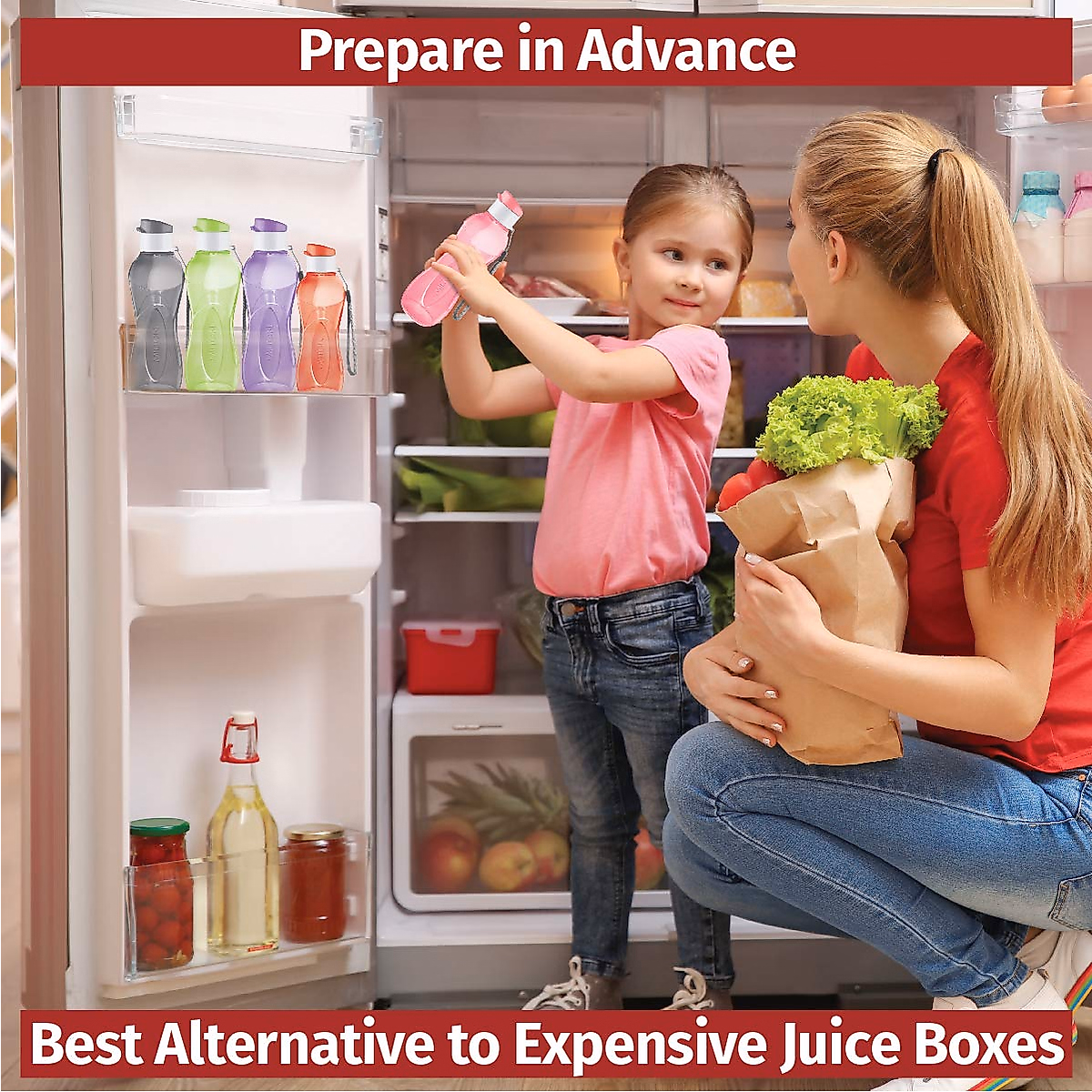 MILTON Water Bottle Kids Reusable Leakproof 17 Oz 4-Pack Plastic Wide Mouth Large Big Drink Bottle BPA & Leak Free with Handle Strap Carrier for Cycling Camping Hiking Gym Yoga - Pastel Colors