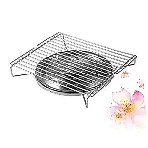 portable bbq grill，1pc Indoor Charcoal Grill Tabletop Gas Grill Outdoor Gas Burner Portable Barbecue Stove Steel Gas Grill Bbq Plate Bakeware Gas Stove Camping Stove Barbecue Stainless Steel Grill ( C